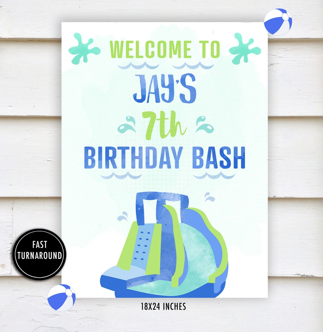 Waterslide Party Welcome Sign Printable: Waterslide Birthday, Signage ...