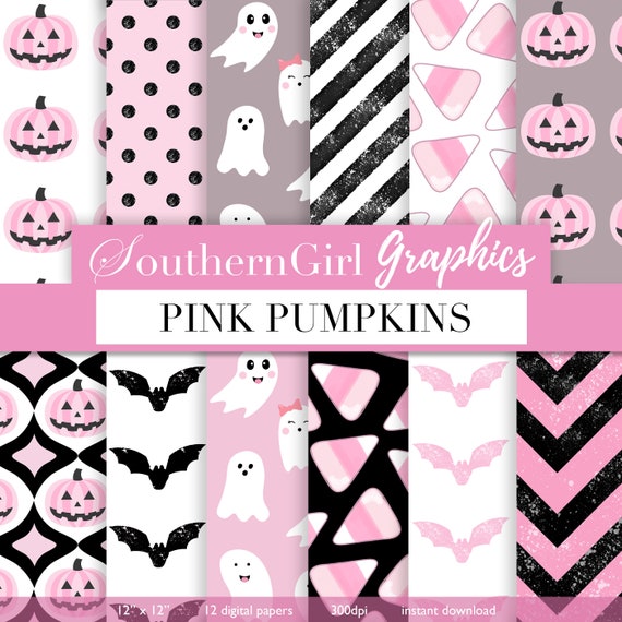 Pink Pumpkin Halloween Digital Paper pink - Etsy