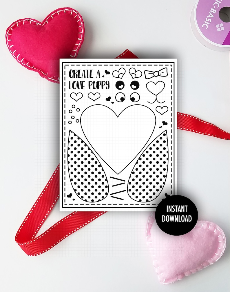 Valentine Cut and Paste Printable - "valentine Crafts" Kids Valentines ...