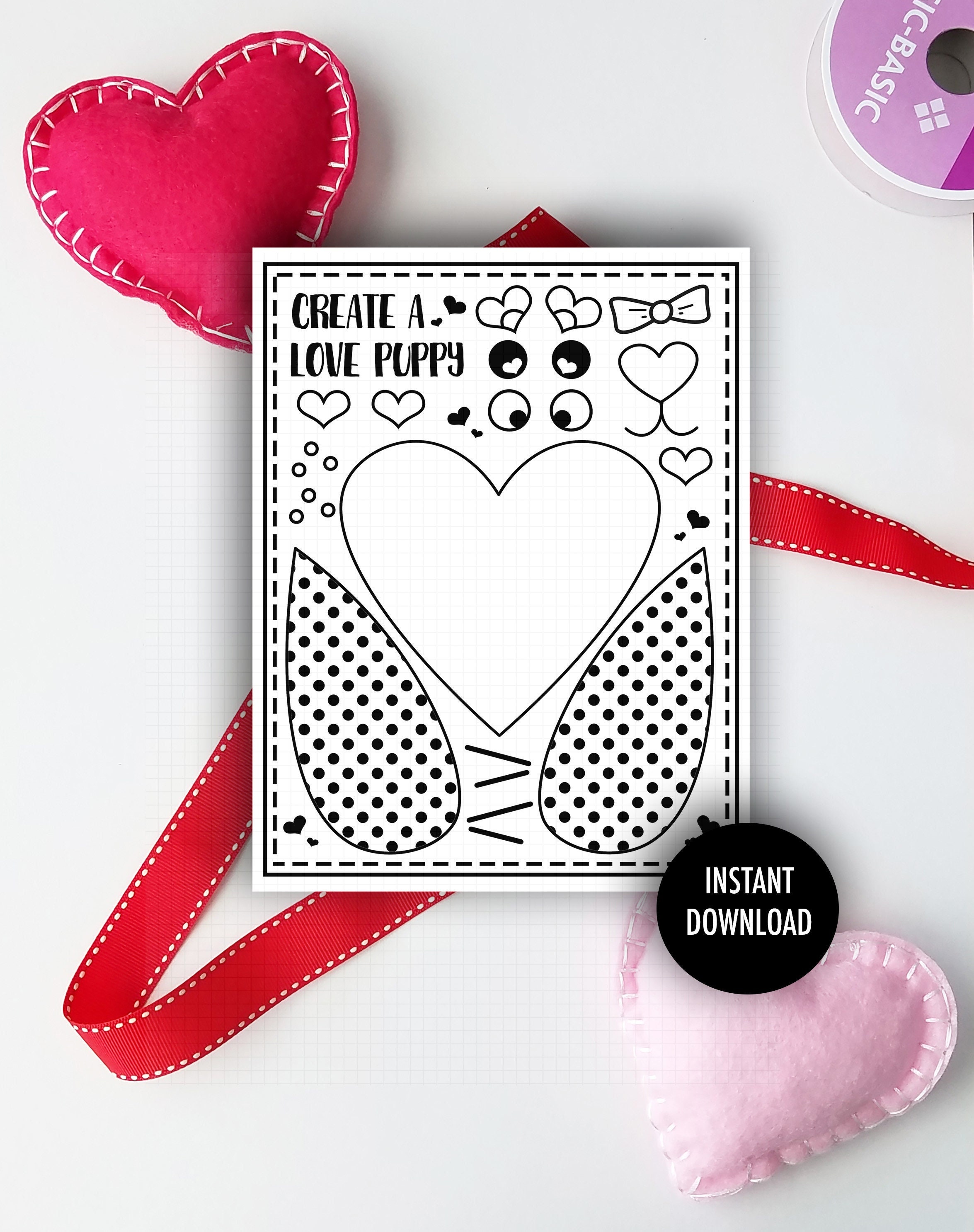 Valentine Love Puppy Craft – Cut and Paste Activity (digital Download ...
