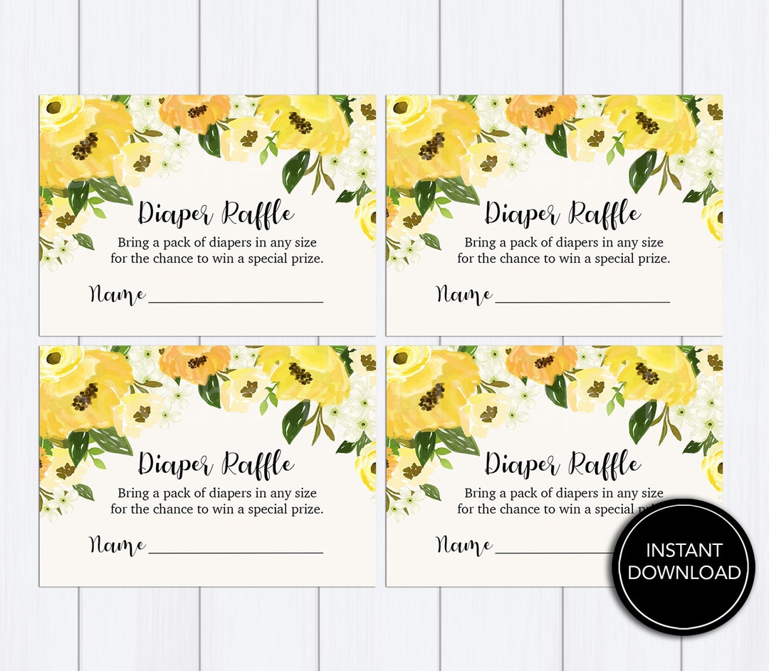 Bee Diaper Raffle Card Printable Download: "diaper Raffle" Diaper ...