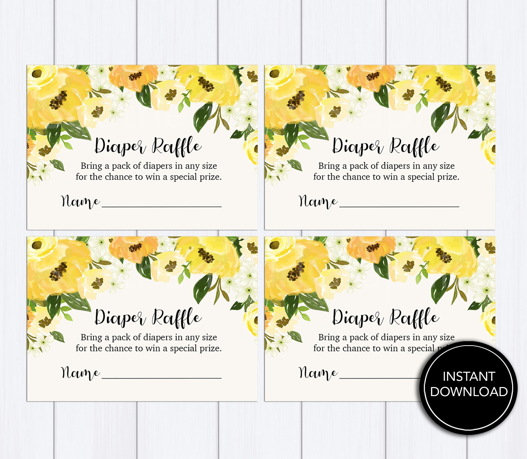 Bee Diaper Raffle Card Printable Download: diaper | Etsy