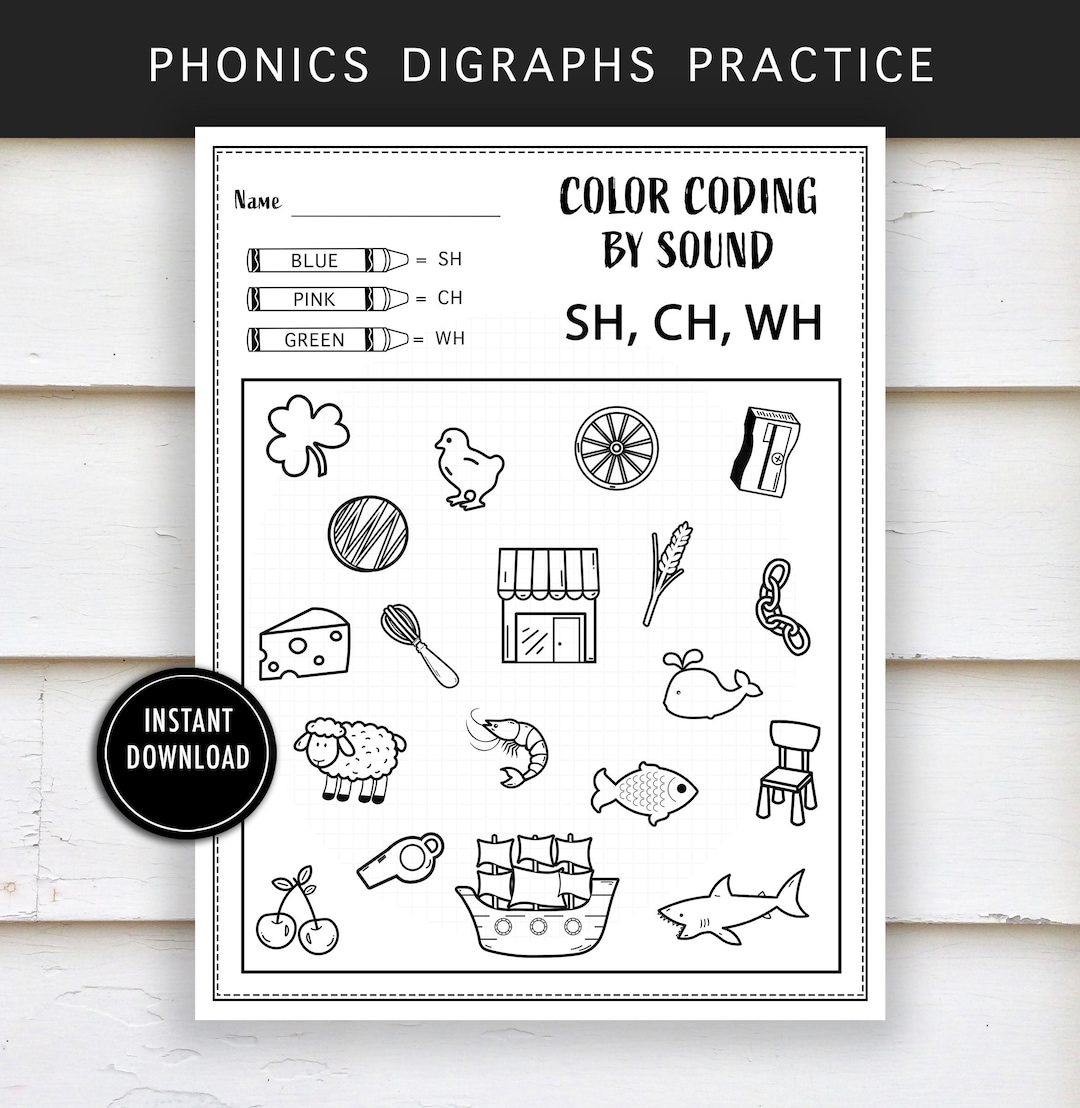 Color by Sound Digraphs Practice - "ch, SH Sounds" - Beginning Sounds ...