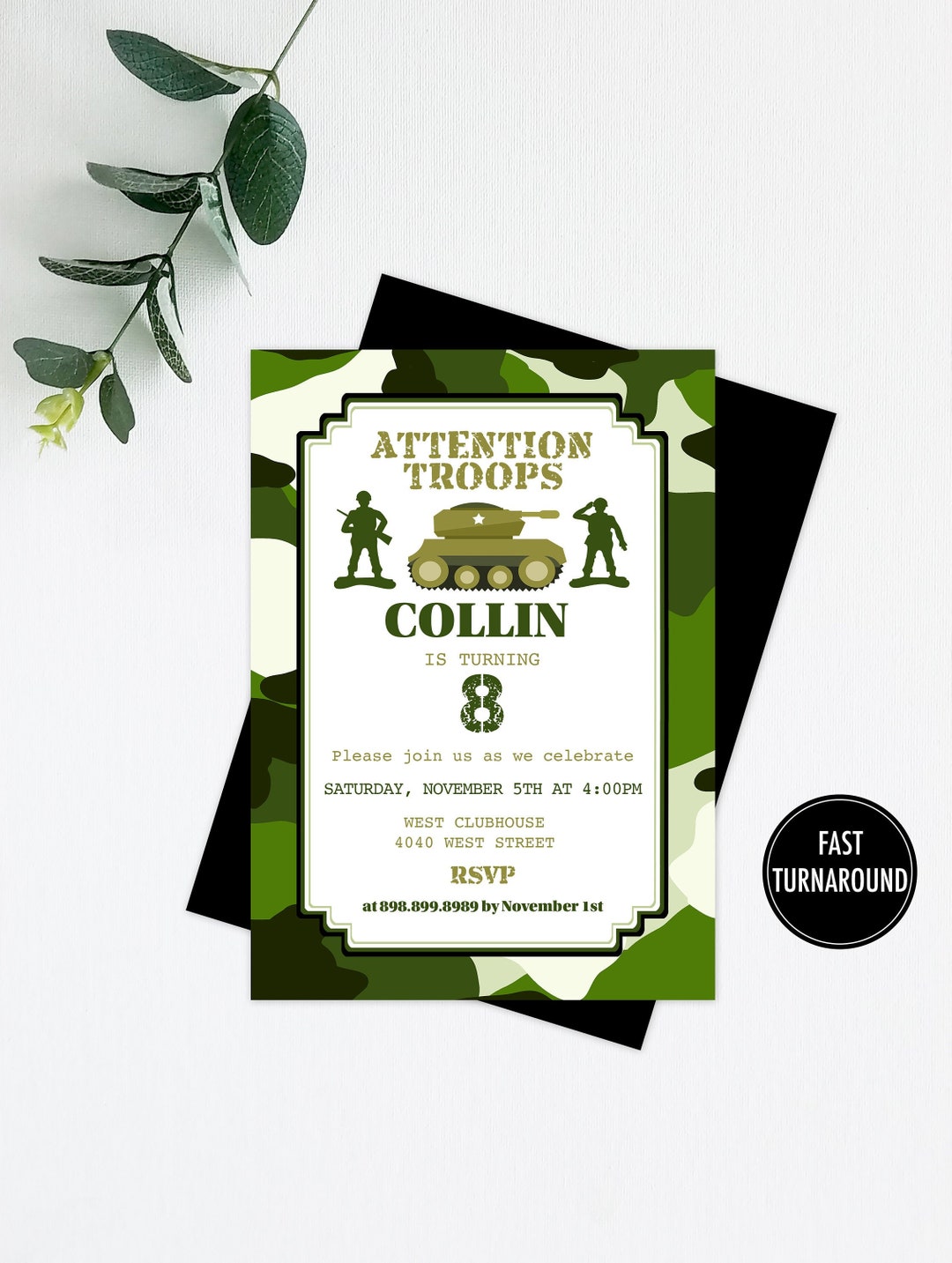 Camo Army Birthday Invitation: Military Tank Party (digital File) - Etsy