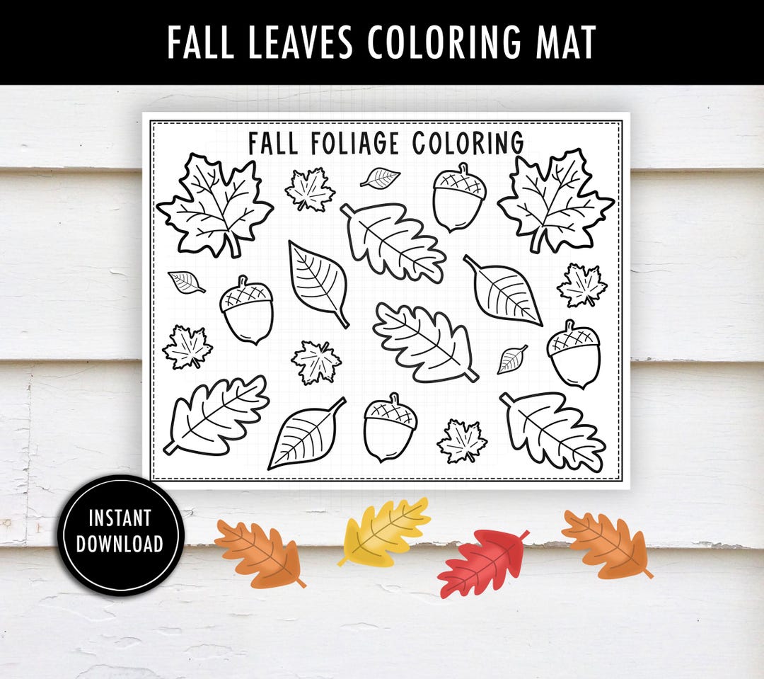 Fall Leaves Coloring Sheet Printable - Thanksgiving Coloring, Autumn ...