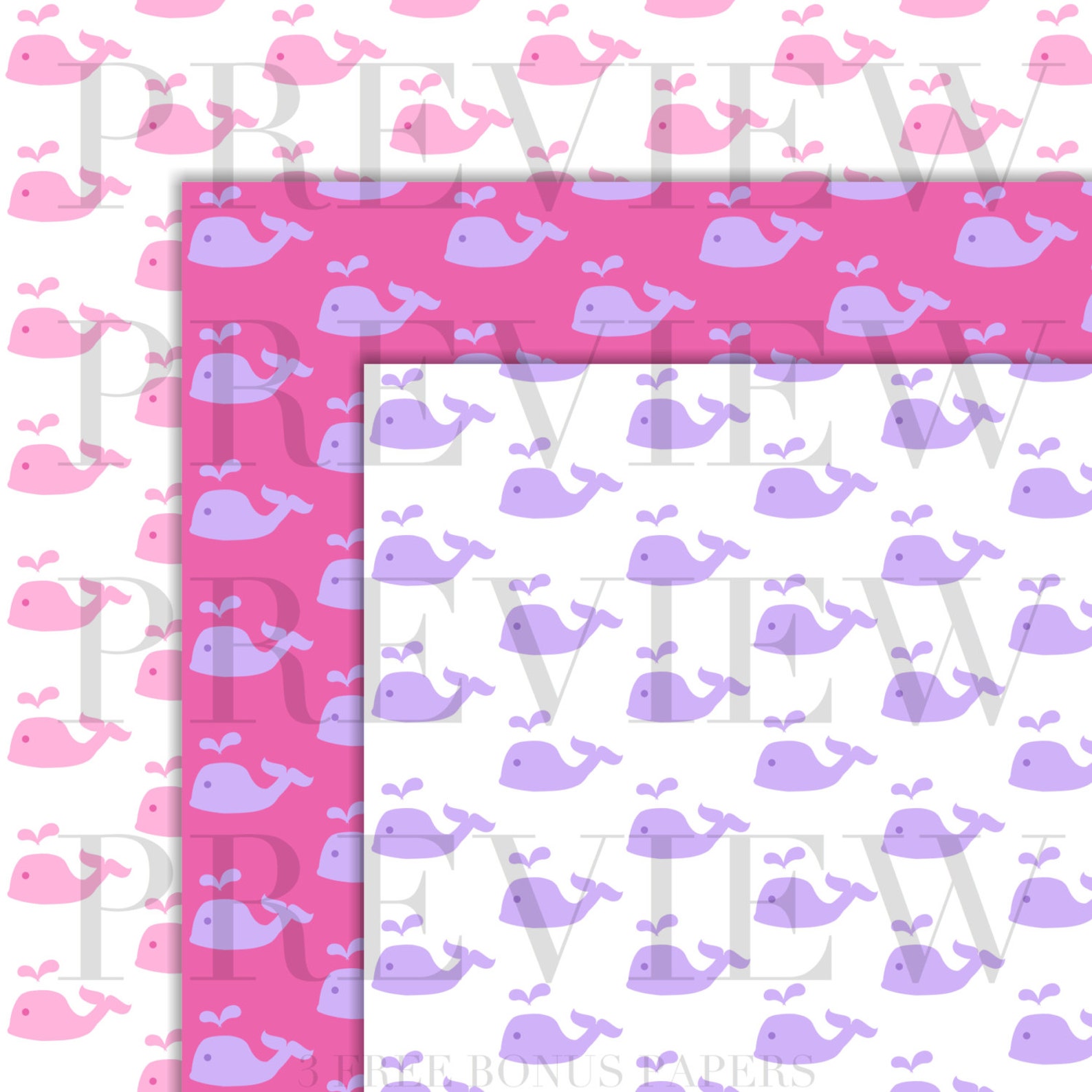 Pink Whale Digital Paper: pink Whales With Pink - Etsy