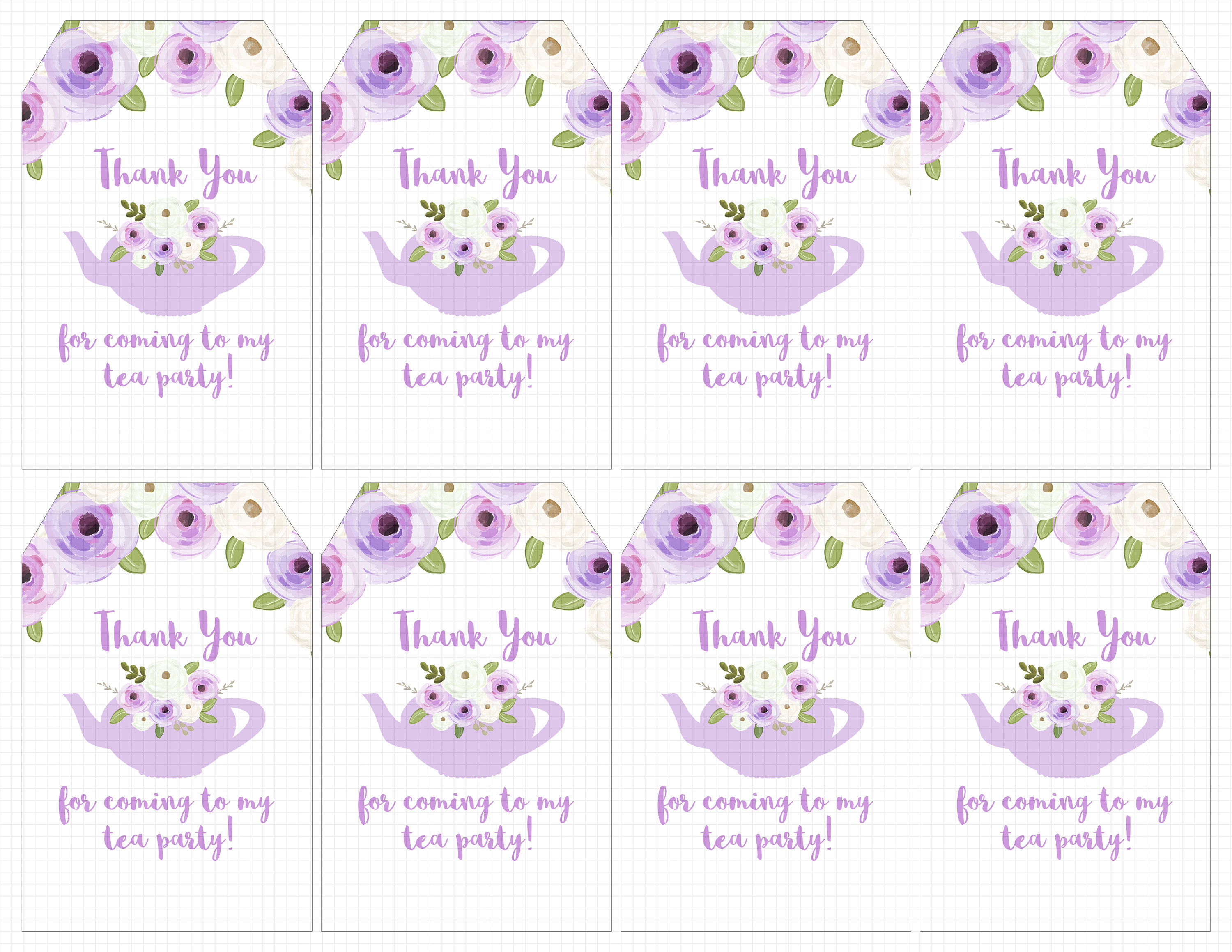 Purple Tea Party Favor Tag Printable Download: "tea FAVOR Tag" Tea ...