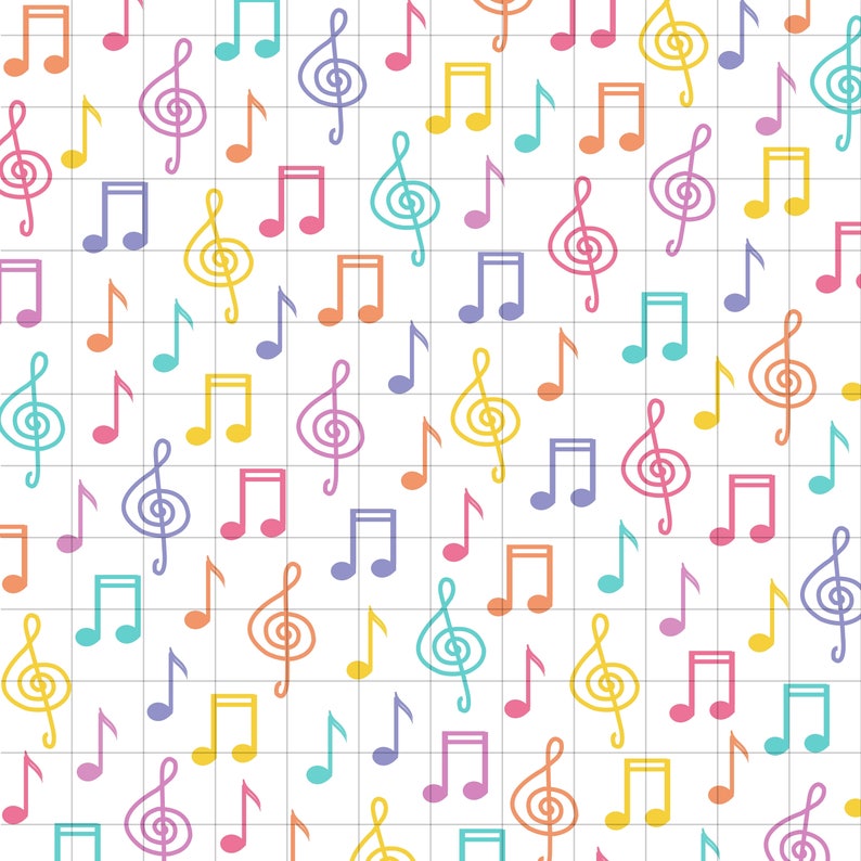 Music Digital Paper music Notes With Bright Neon | Etsy