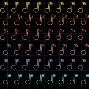 Music Digital Paper music Notes With Bright Neon Music Notes, Piano ...