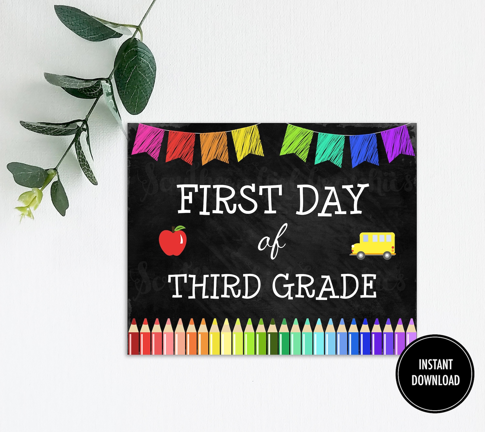 First Day of Third Grade Sign Download back to school first | Etsy