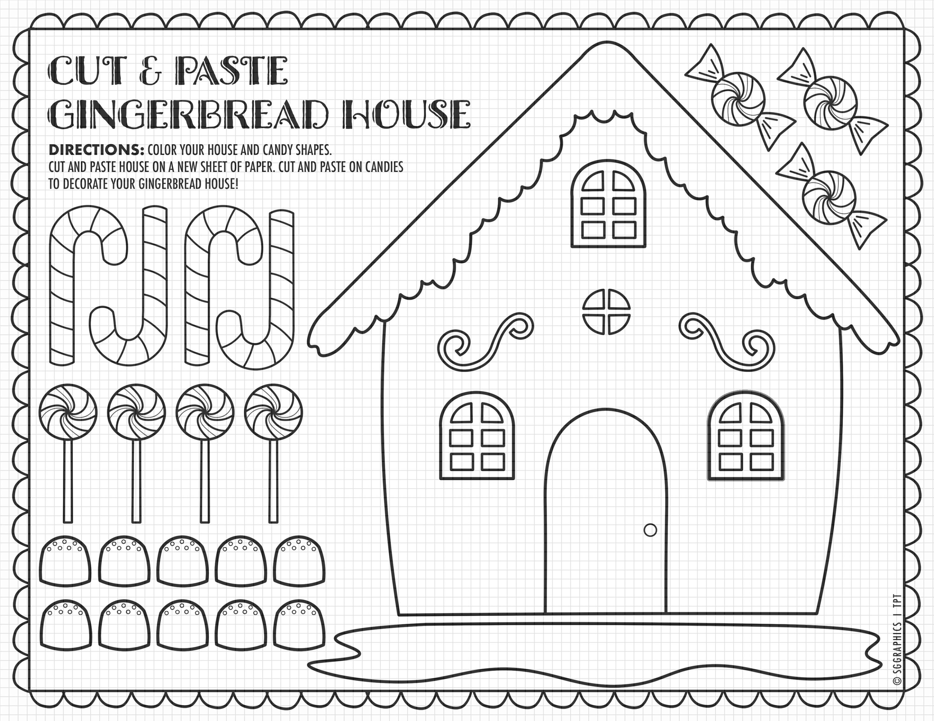 Printable Gingerbread House Cut and Paste Craft | Christmas Kids ...