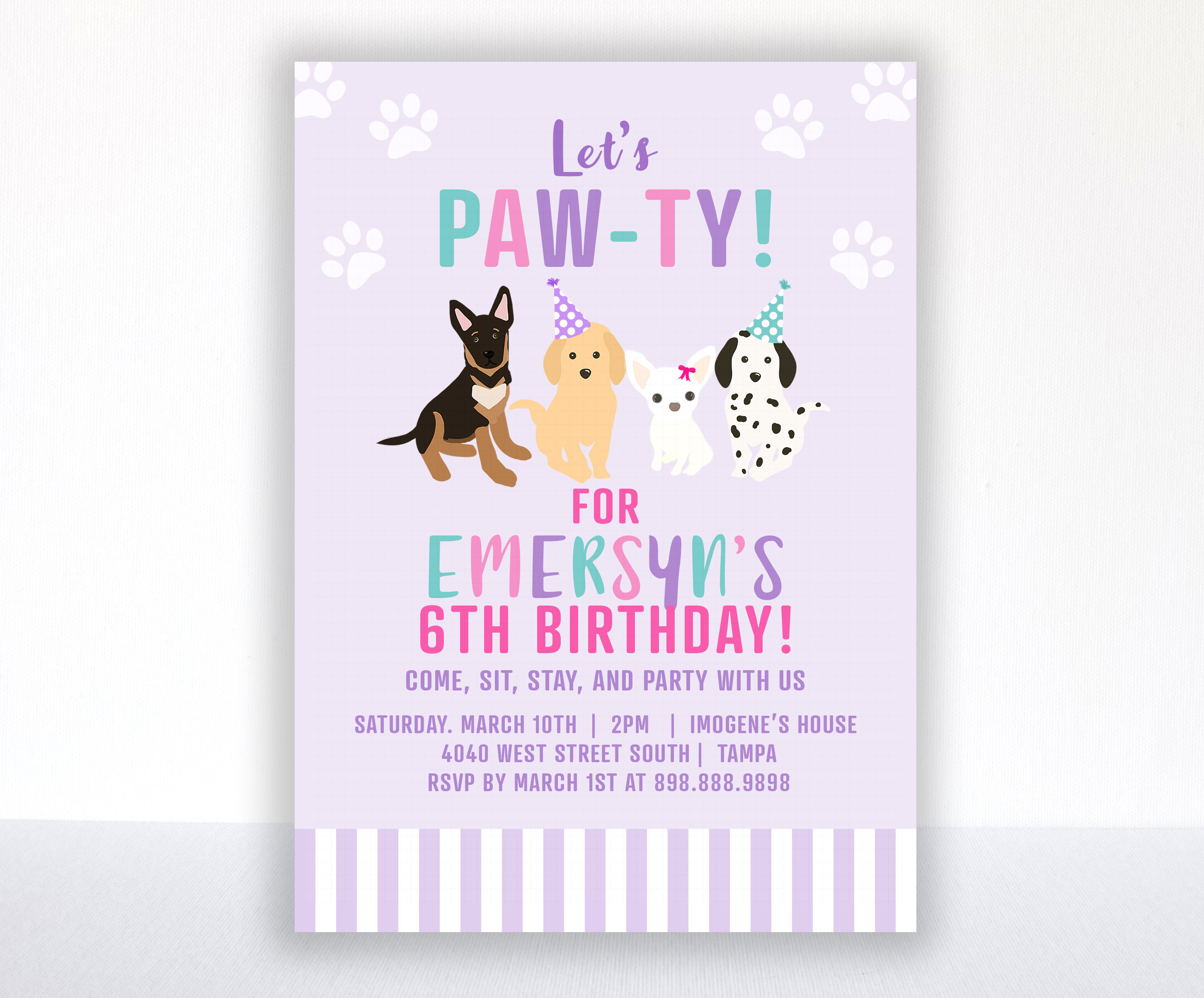 Adopt a Pet Birthday Invitation Printable: LETS PAWTY | Etsy