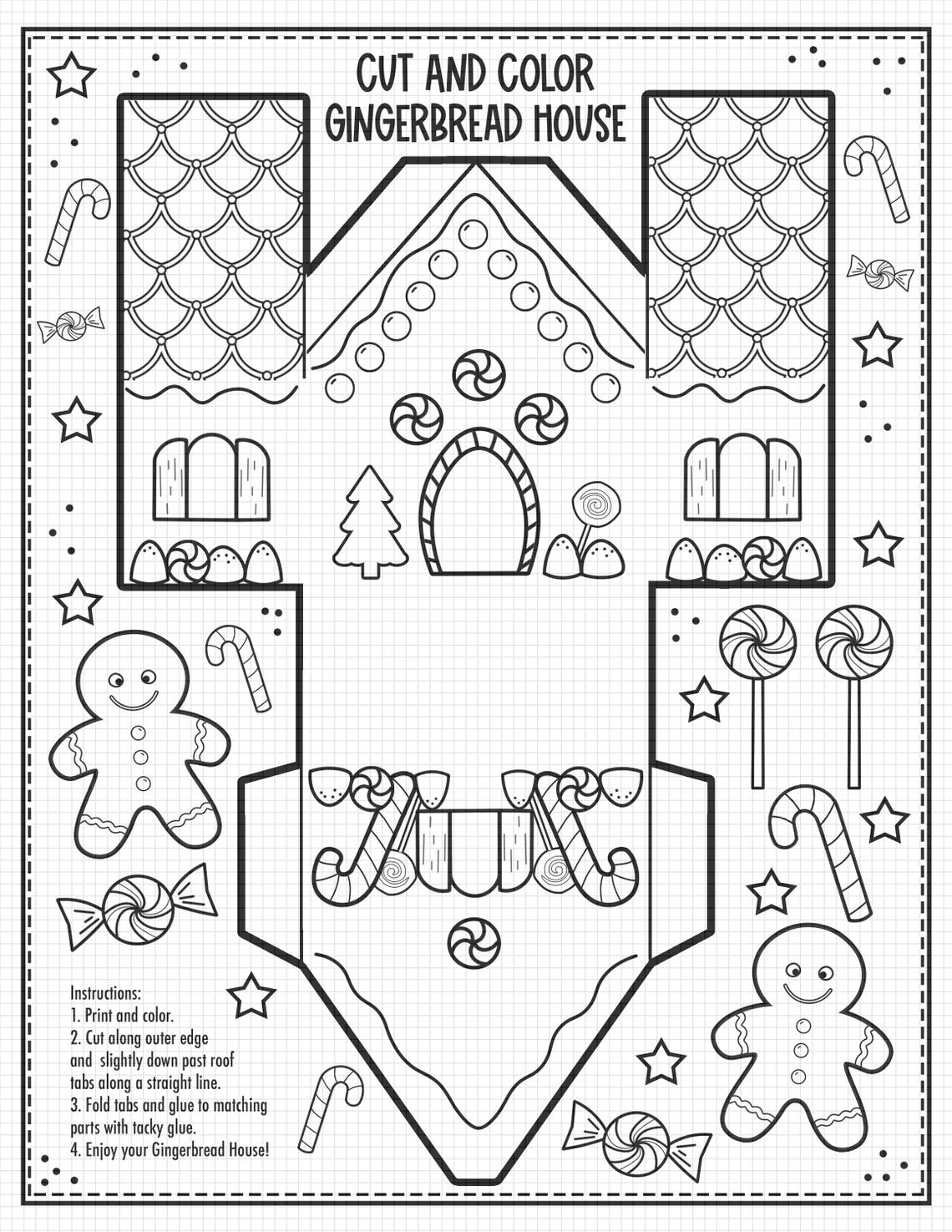 Gingerbread House Printable Craft | Cut, Color & Fold Christmas ...