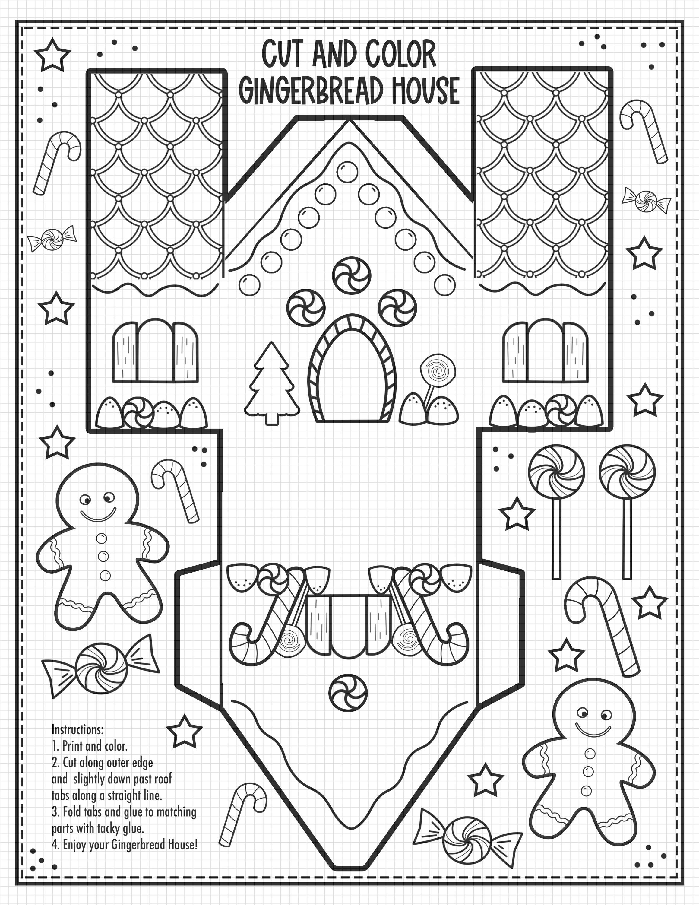 Gingerbread House Printable Craft | Cut, Color & Fold Christmas ...