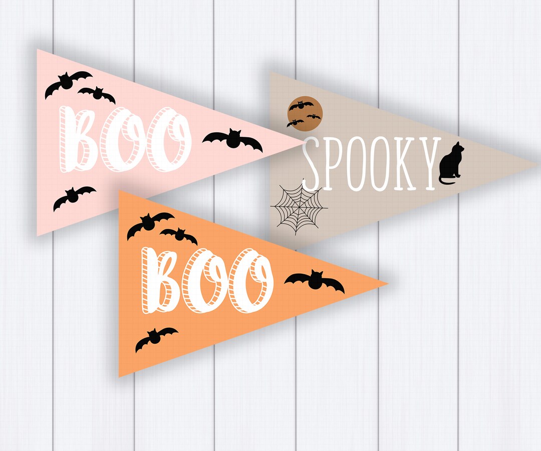 Boo Pennant Printable: "halloween Flags" Boo Flag, Halloween Pennant ...