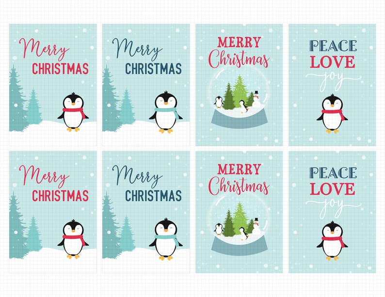 Penguin Gift Tag Printable: penguin CHRISTMAS Tag | Etsy