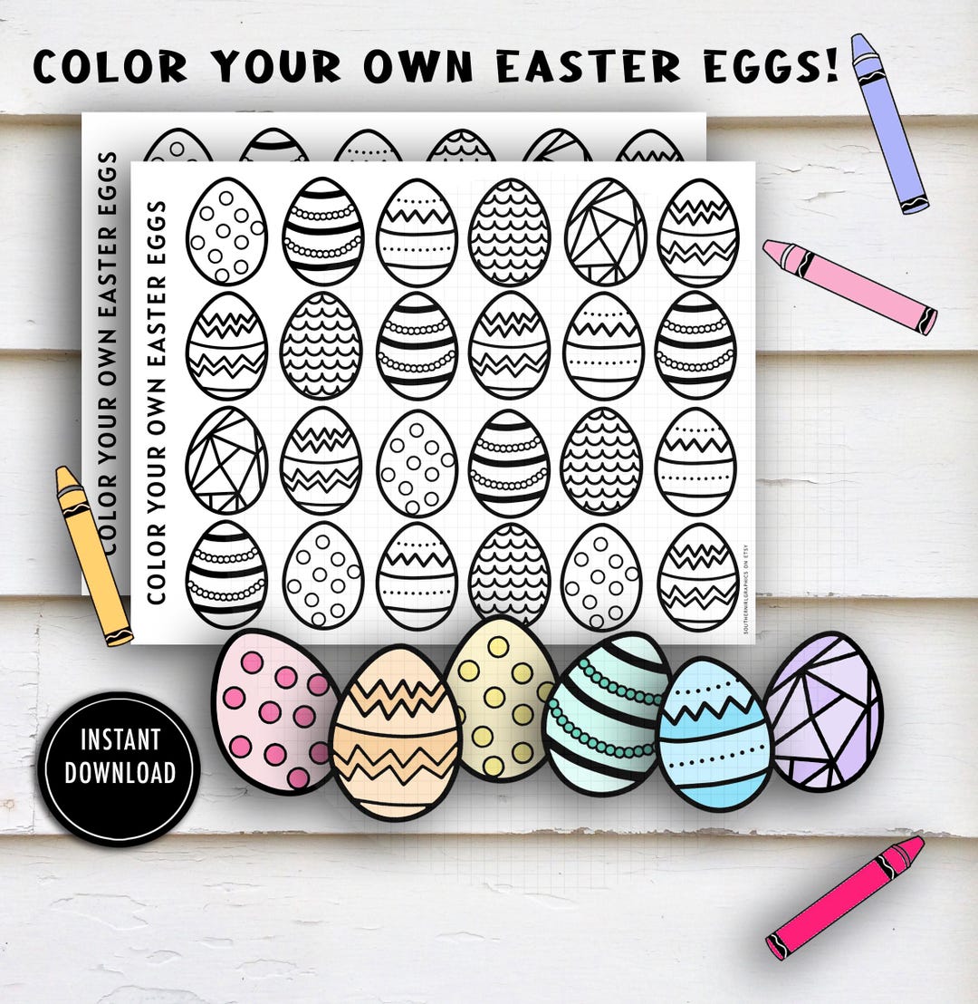 Easter Egg Coloring Printable: Cut & Paste Activity (digital Download ...