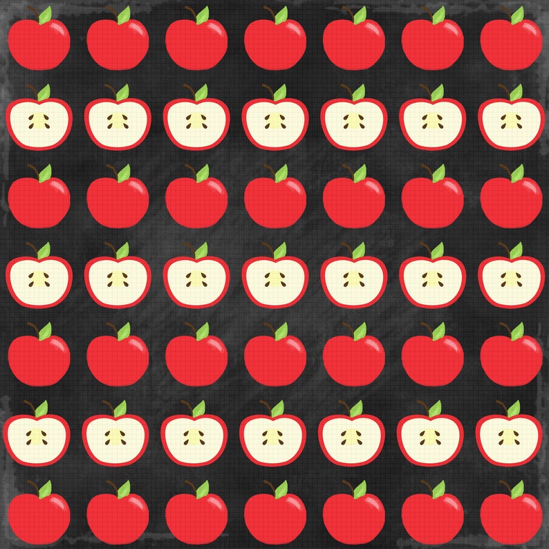 School Digital Paper - "school Patterns" With Apples, Pencils, Crayons ...