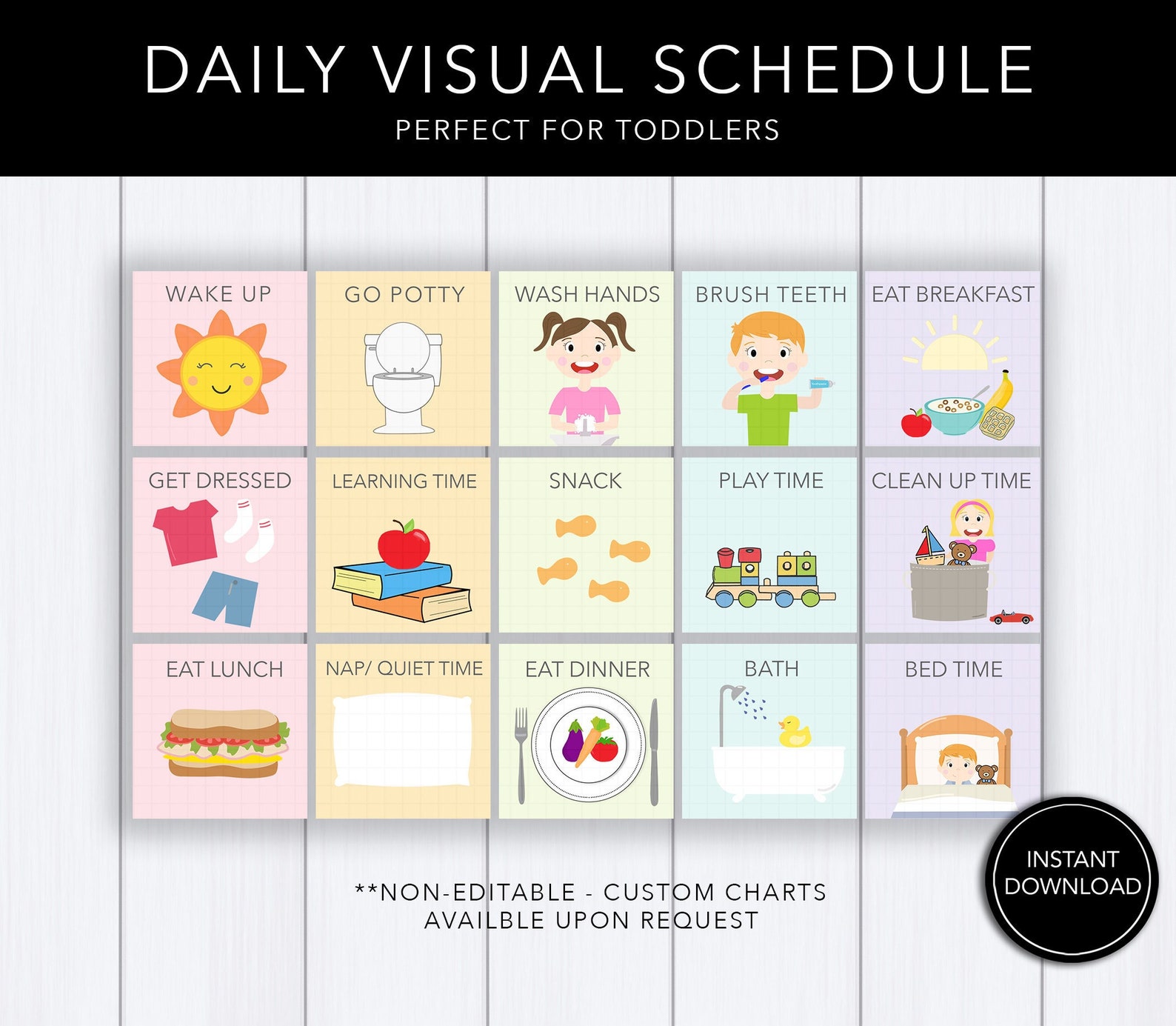 Toddler Visual Schedule Printable: daily SCHEDULE - Etsy