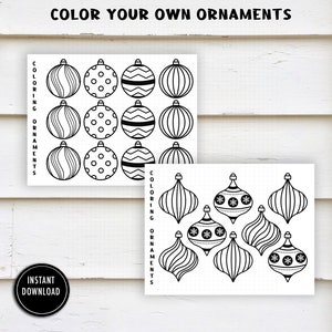 Printable Christmas Ornaments- Cut and Color, Color Your Own, Cut and ...
