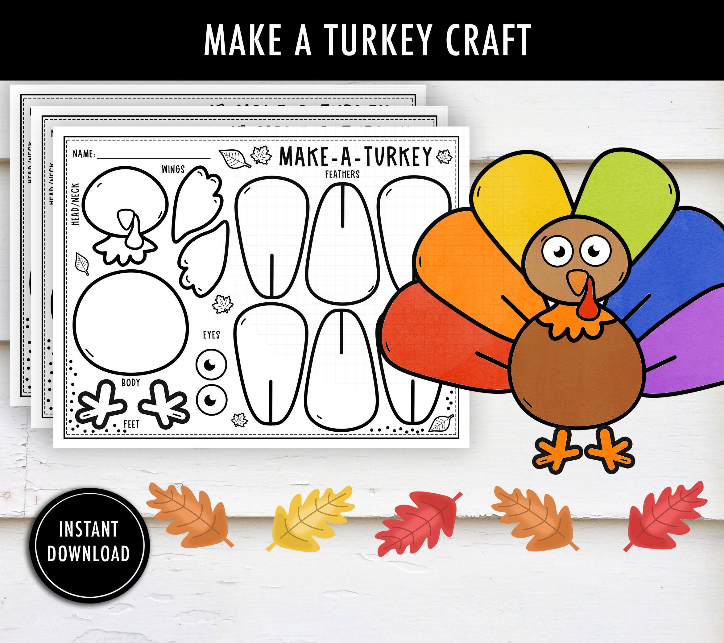 Build a Turkey Printable - Make a Turkey, Color, Cut and Paste ...