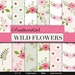 Floral Digital Paper pink: wild Flowers With Hot Pink, Light Pink ...