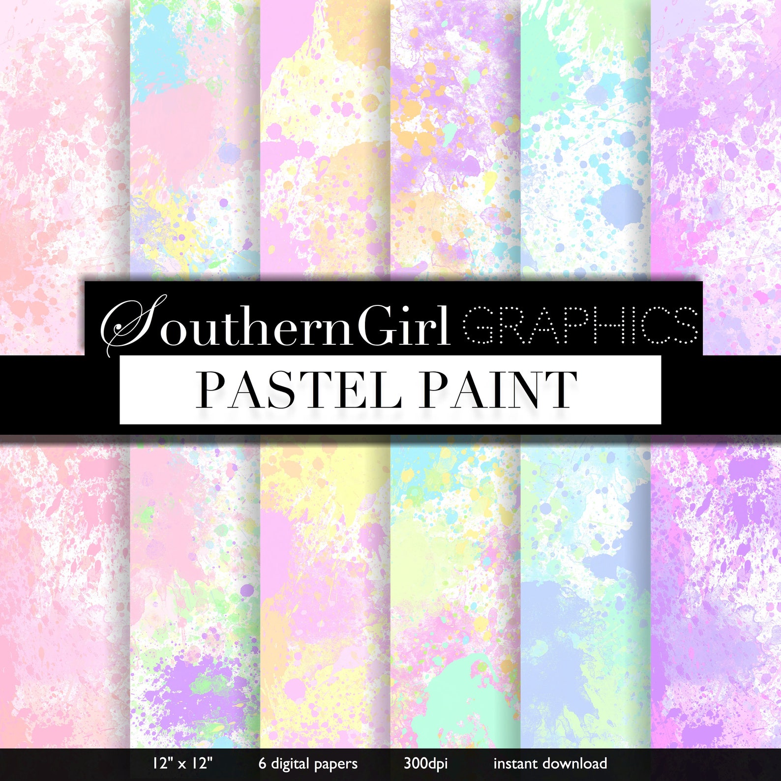 Pastel Paint Splatter Digital Paper: Soft Pink, Blue, Purple (digital ...