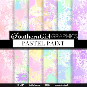 Pastel Paint Splatter Digital Paper: "pastel Splatter" With Soft Pink ...