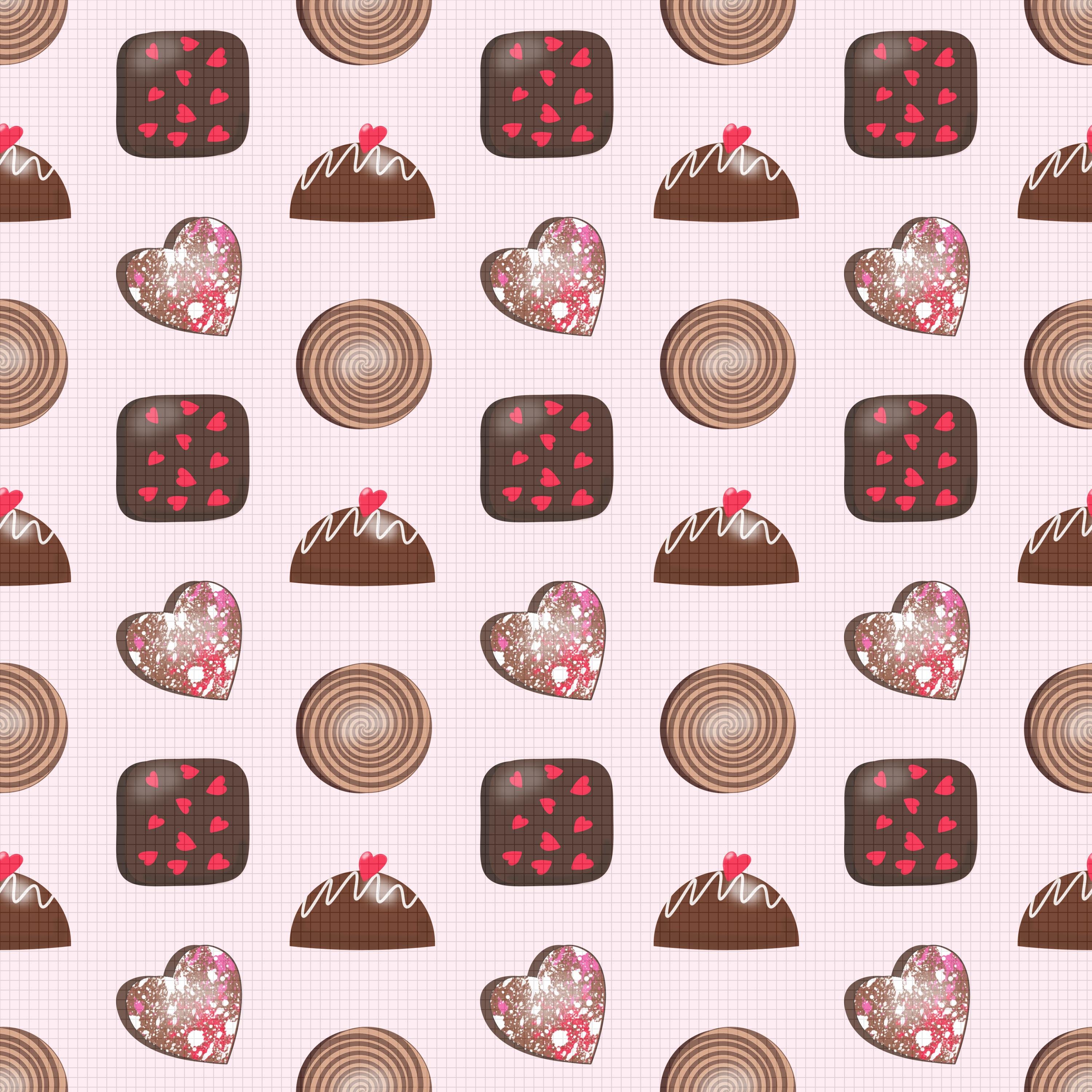 Chocolate Digital Paper: Valentine's Day Seamless Patterns (digital ...