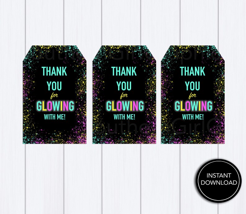 Neon Glow Favor Tag Printable Download: glow FAVOR | Etsy