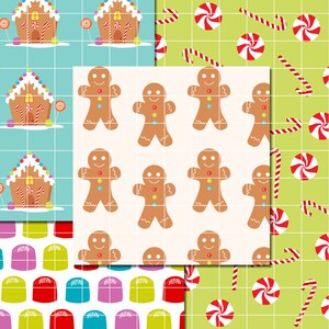 Gingerbread Digital Paper - "gingerbread" With Pink, Green, Blue ...