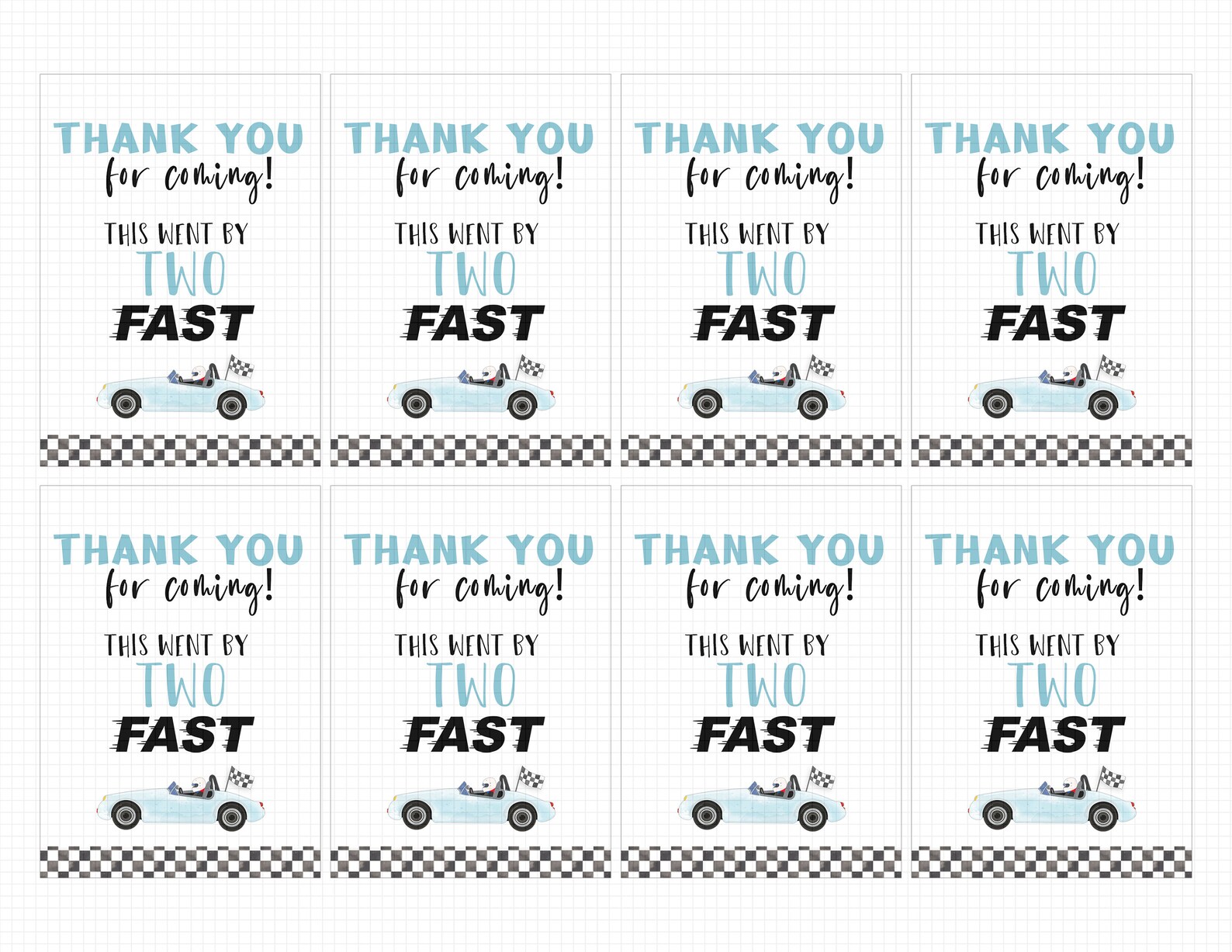 Race Car Favor Tag Printable Download: "blue RACE Car" Blue Race Car ...