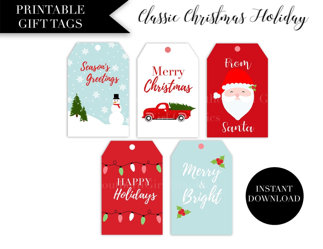 Classic Christmas Gift Tag Printable: classic CHRISTMAS Tag Santa ...