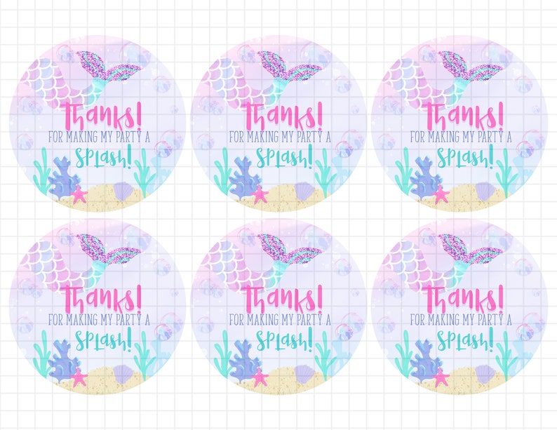 Mermaid Party Favor Tag Printable Download: "mermaid Tag" Circle ...