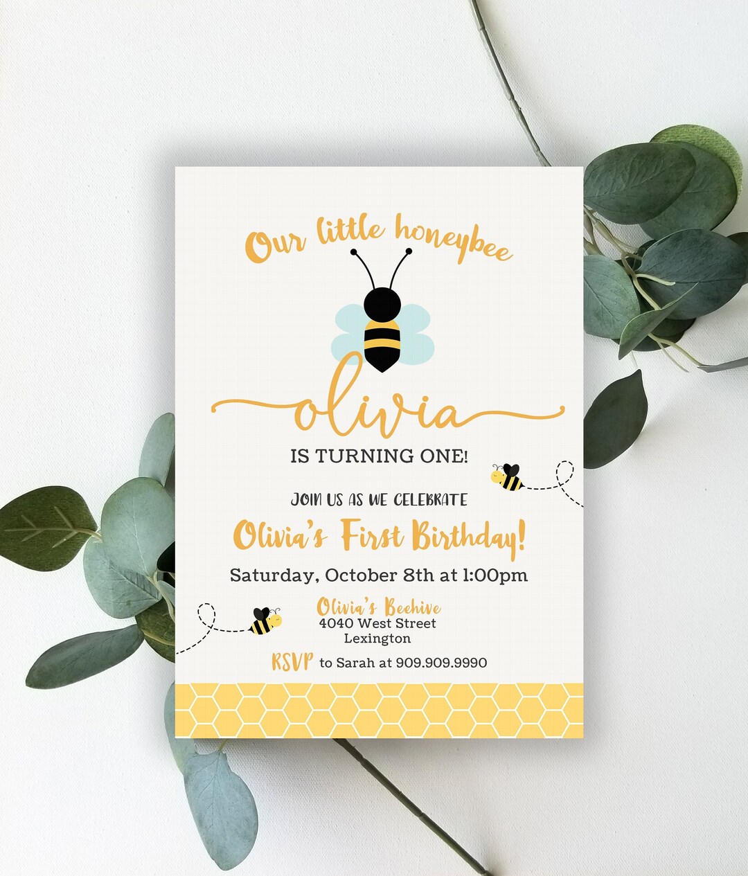Simple Bee Birthday Invitation Download: "honeybee Invitation" Our ...