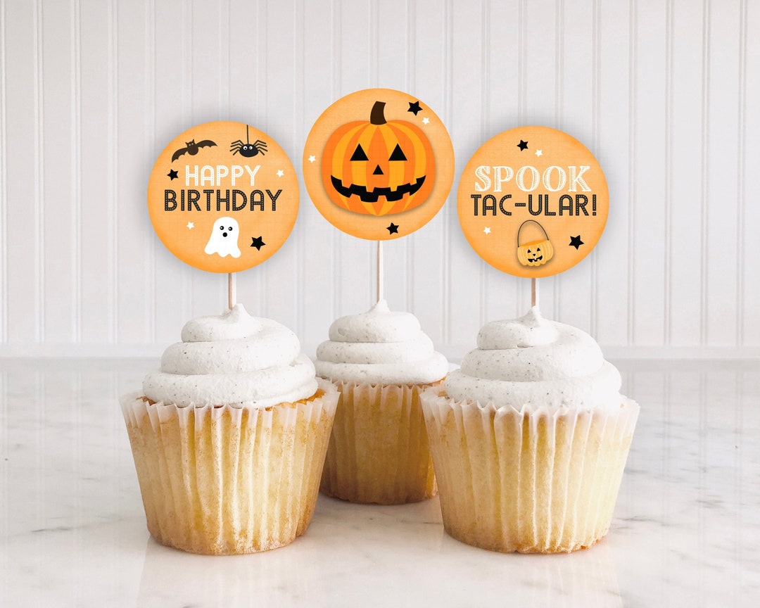 Halloween Birthday Cupcake Toppers Printable: "halloween CUPCAKE Topper ...