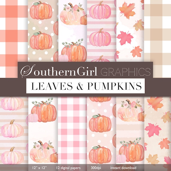Pumpkin Digital Paper watercolor Pumpkins - Etsy