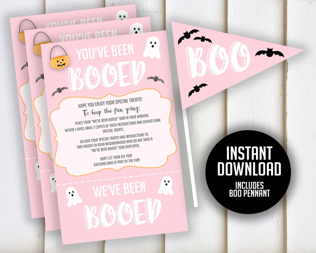 Pink You've Been Booed Kit Printable (download)- "boo Sign" Pink Boo ...