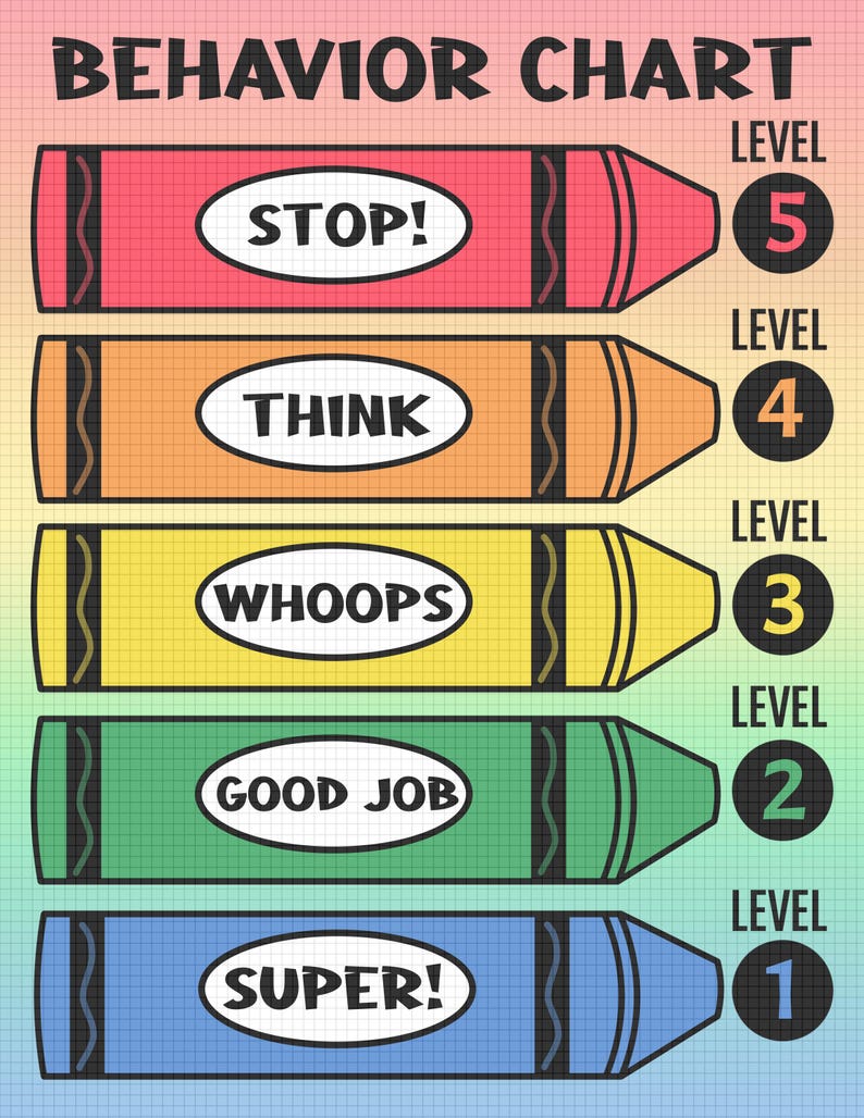 Crayon Behavior Clip Chart: Rainbow Classroom Management (digital ...