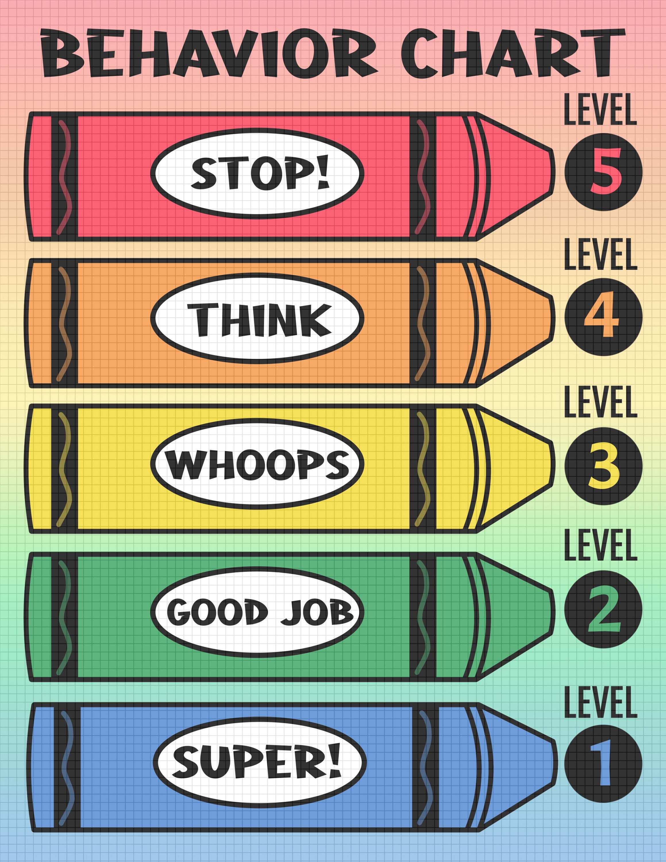 Crayon Behavior Clip Chart: Rainbow Classroom Management (digital ...