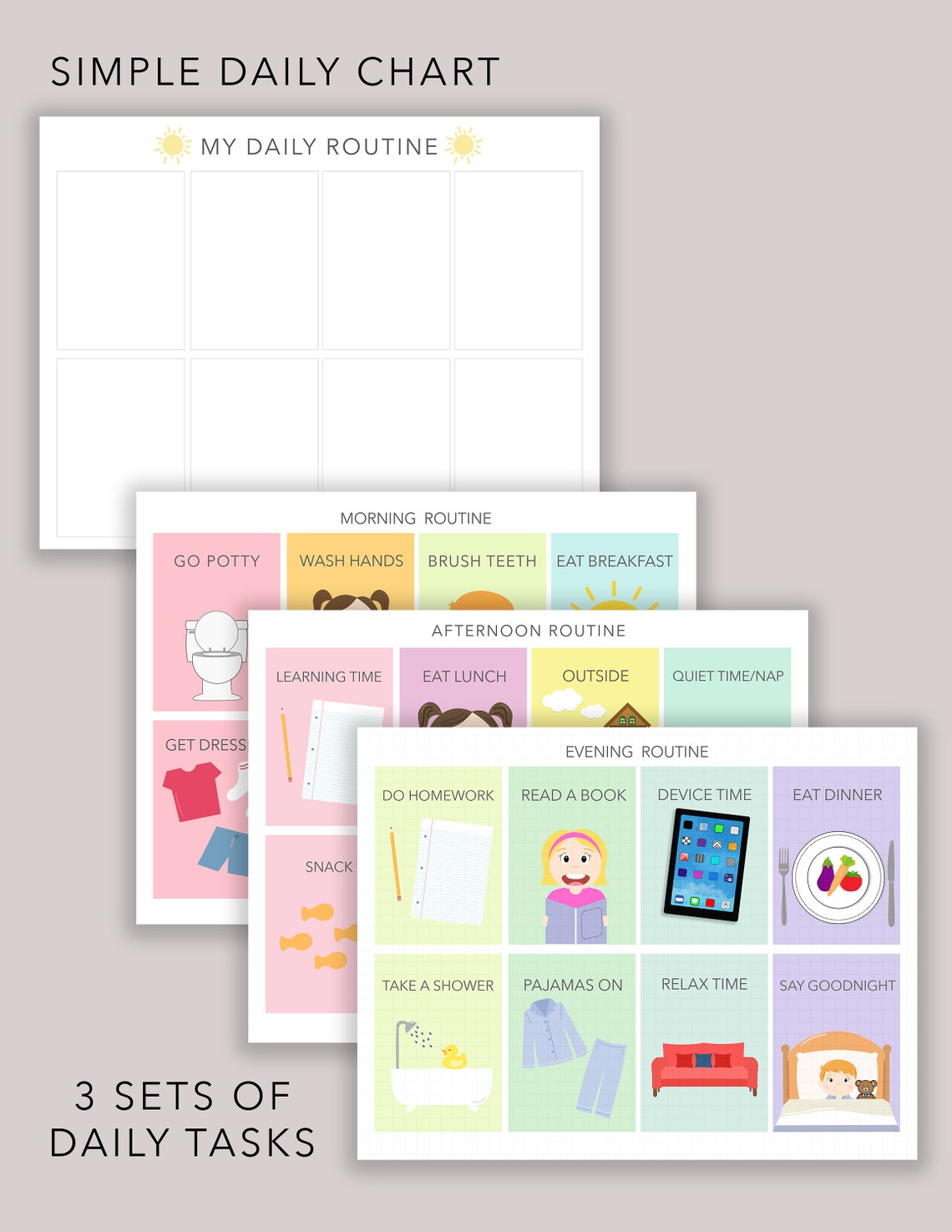Kids Daily Schedule Printable: "daily SCHEDULE Chart" Kids Visual ...