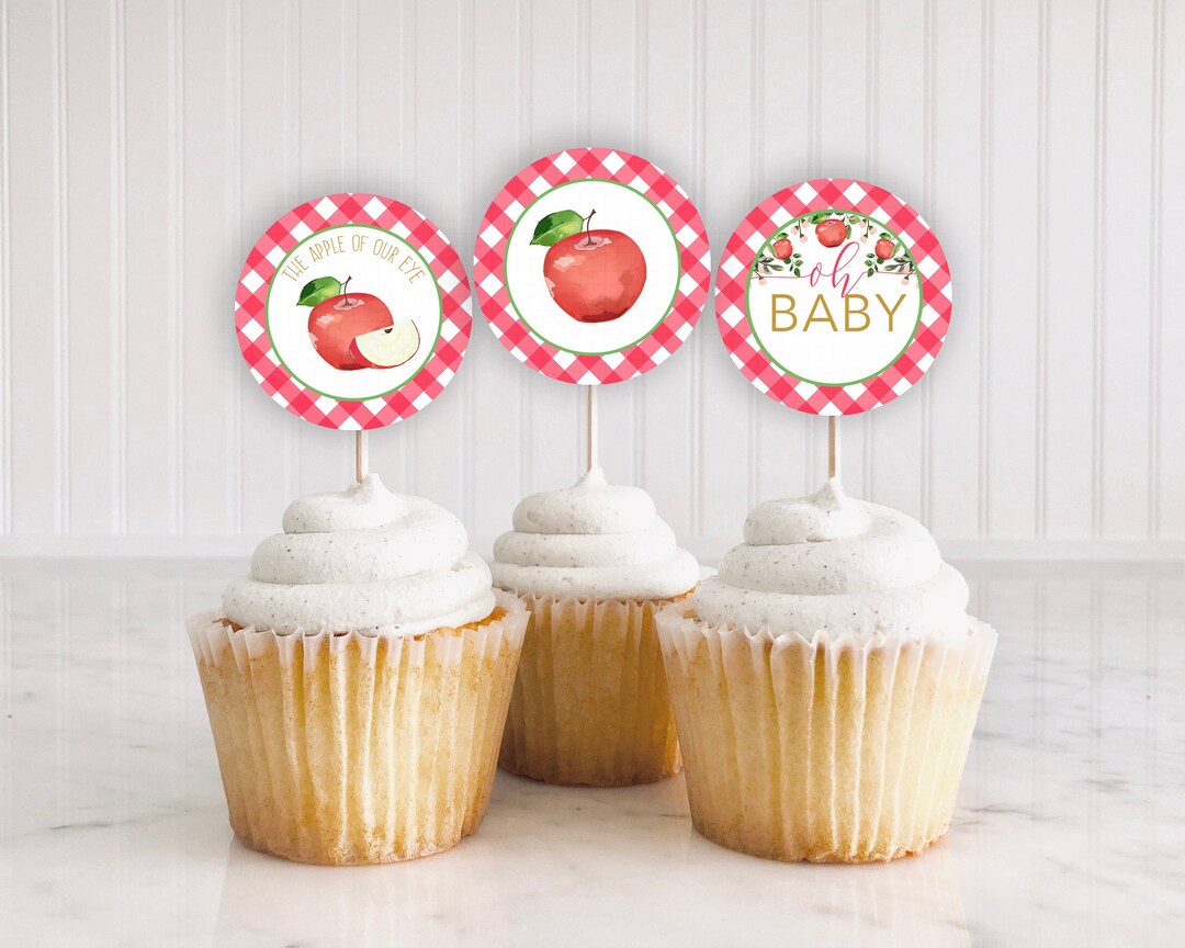 Apple Baby Shower Cupcake Toppers: "apple CUPCAKE Topper" Apple of Our ...