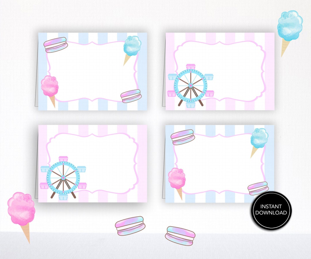 Cotton Candy Tent Cards Printable: "candy BAR Cards" Cotton Candy Party ...