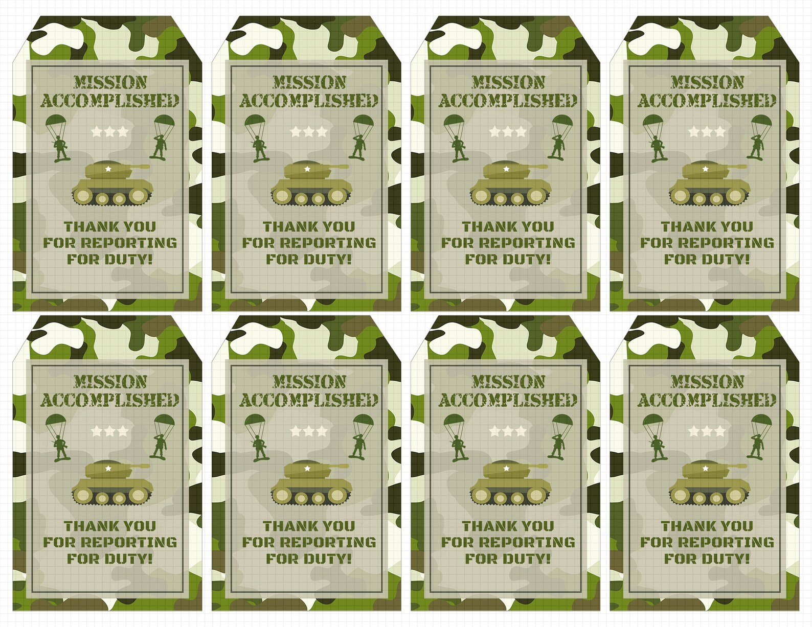 Army Birthday Favor Tag Printable: "army PARTY Favors" Camouflage, Call ...