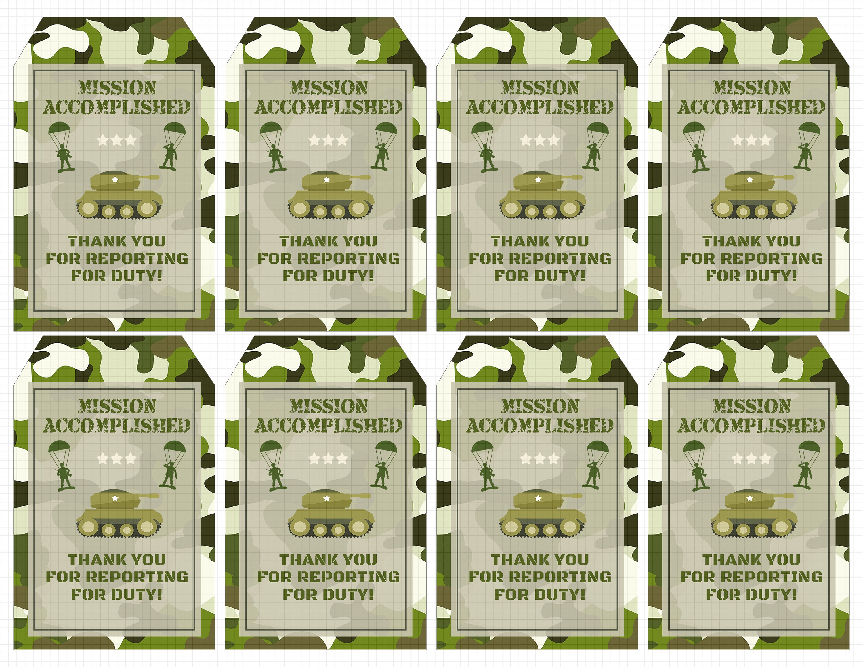 Army Birthday Favor Tag Printable: "army PARTY Favors" Camouflage, Call ...