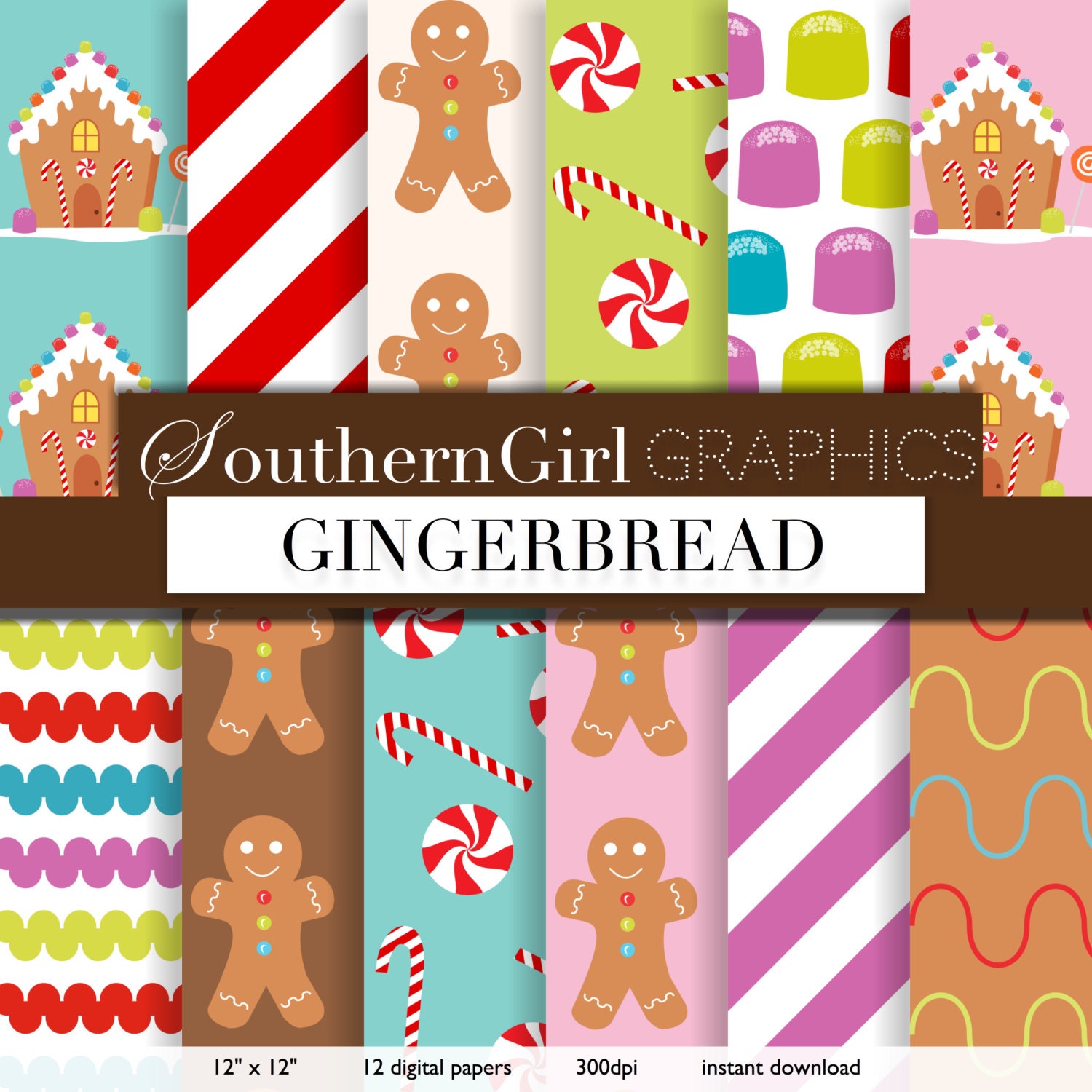 Gingerbread Digital Paper gingerbread With Pink | Etsy