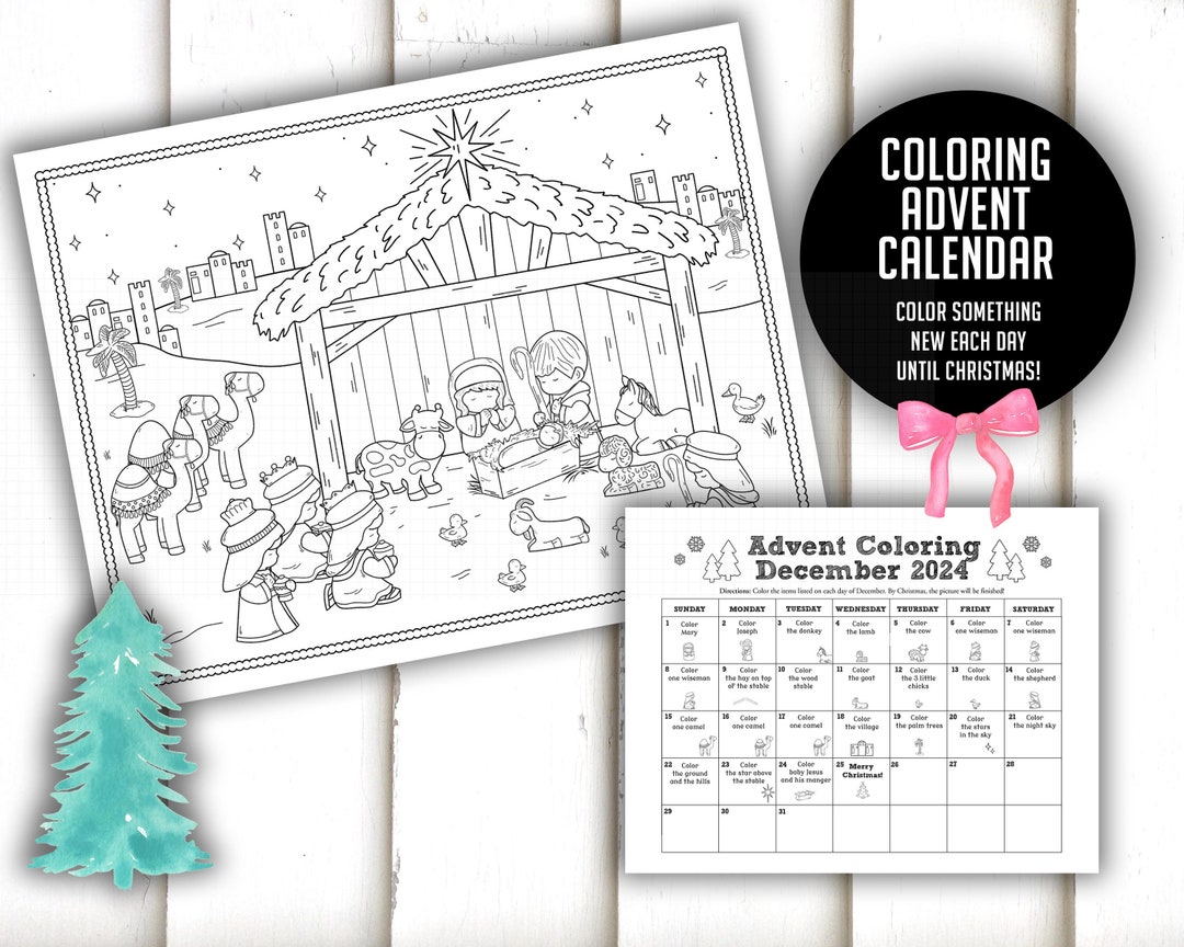 Nativity Coloring - Kids Advent Calendar, Christmas Coloring, Kids ...