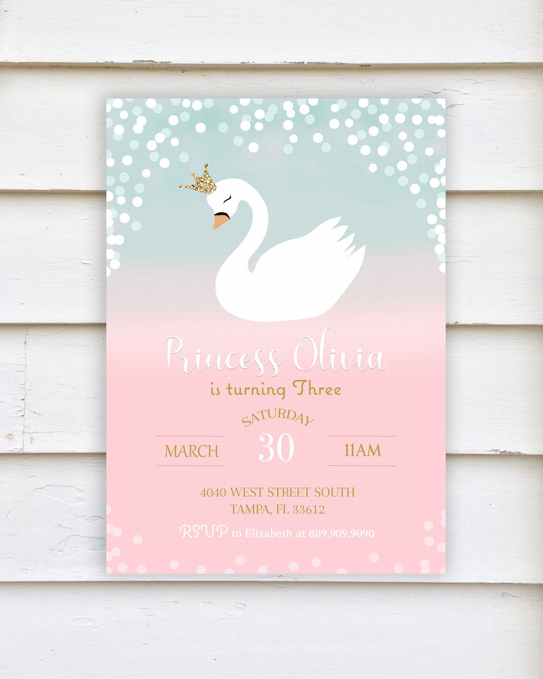 Swan Birthday Invitation Printable Download: "aqua SWAN Invitation ...