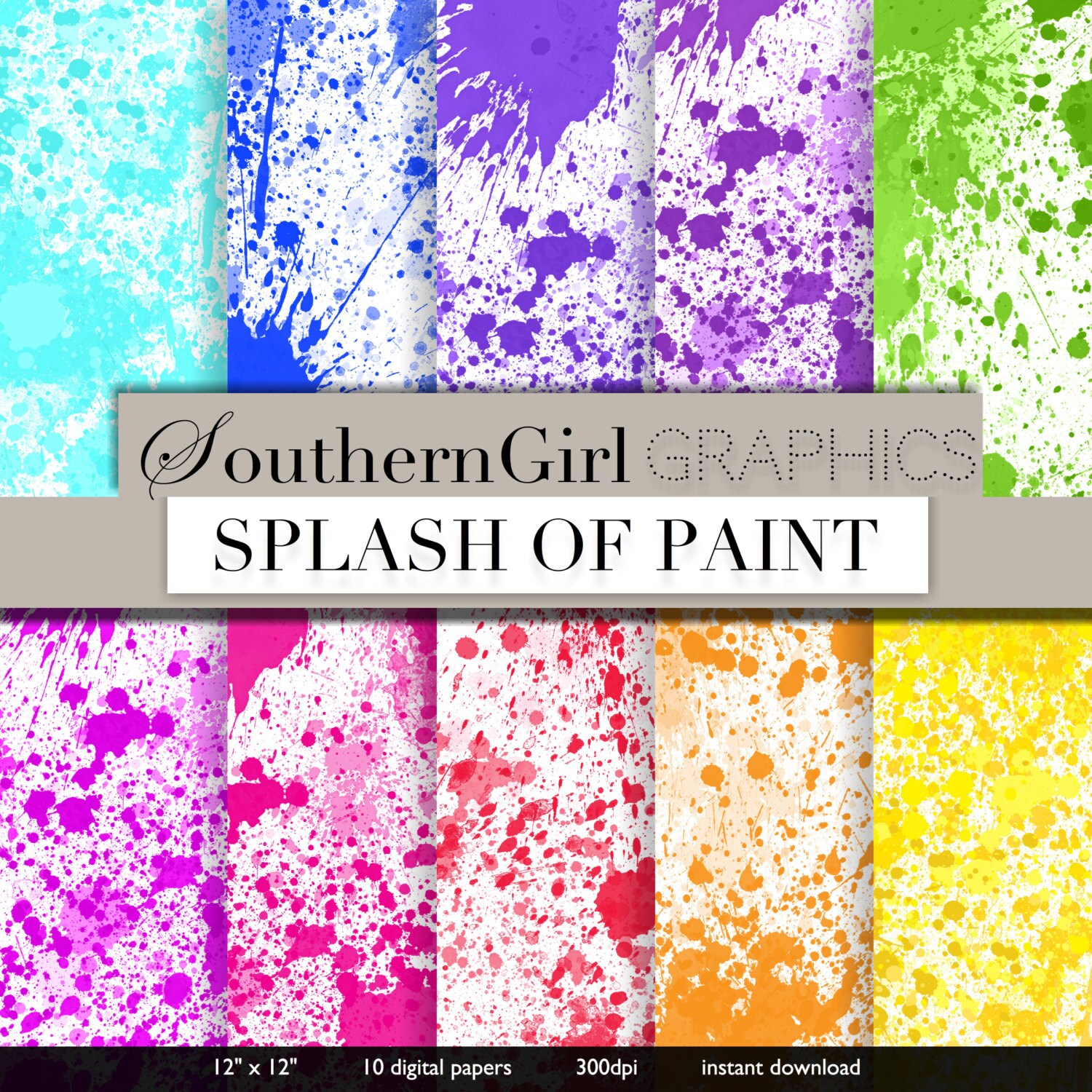 Paint Splash digital paper: SPLASH of PAINT with | Etsy