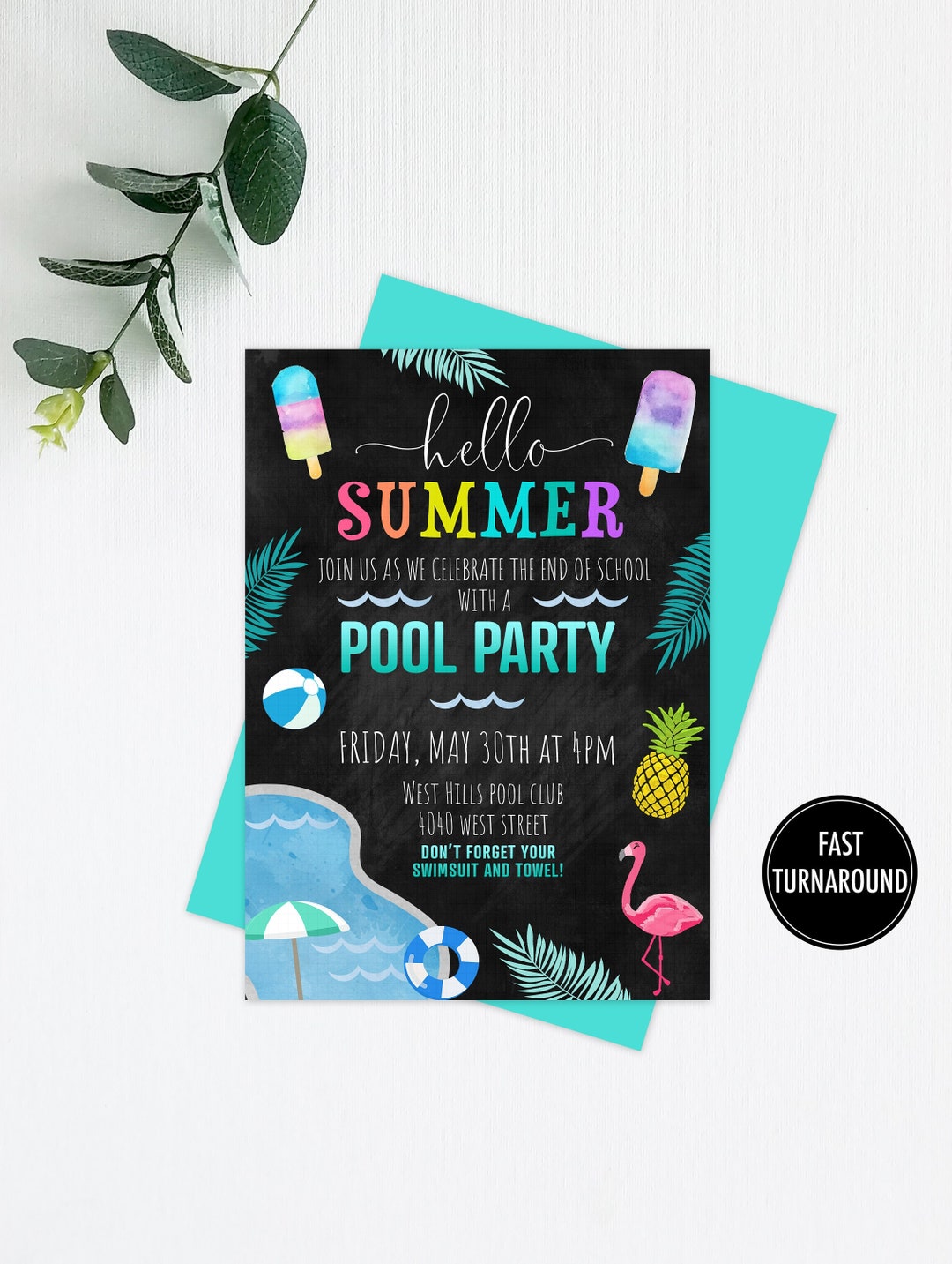 Schools Out Pool Party Invitation Printable: "water PARTY Invitation ...